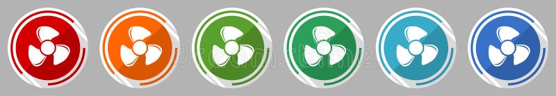 Fan Icon Set, Vector Illustration in 6 Colors Options for Webdesign and ...