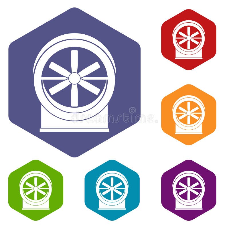 Fan icons set hexagon stock vector. Illustration of blowing - 91693232