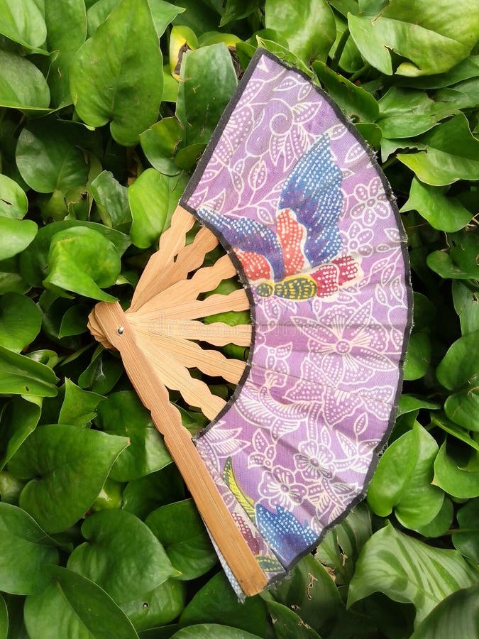 Fan Made of Purple Batik Cloth on Leaves Stock Image - Image of batik ...