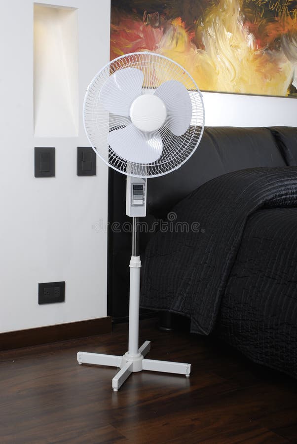 Fan Modern of Floor in the Bedroom Stock Photo - Image of inside ...