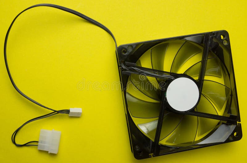 Fan New for the Computer on a Yellow Background. Computer Processor ...