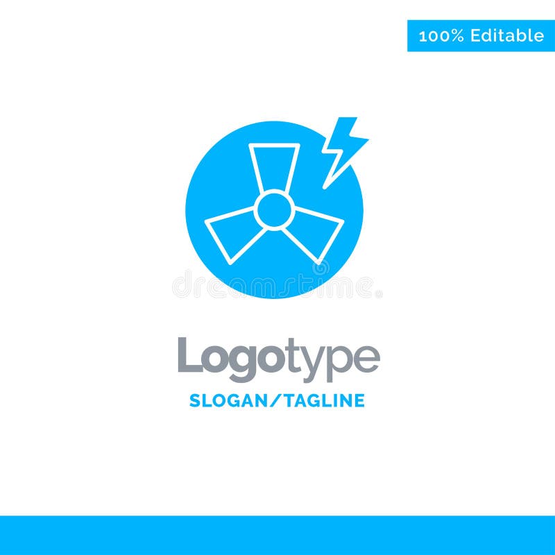 Fan, Power, Energy, Factory Blue Solid Logo Template. Place for Tagline ...