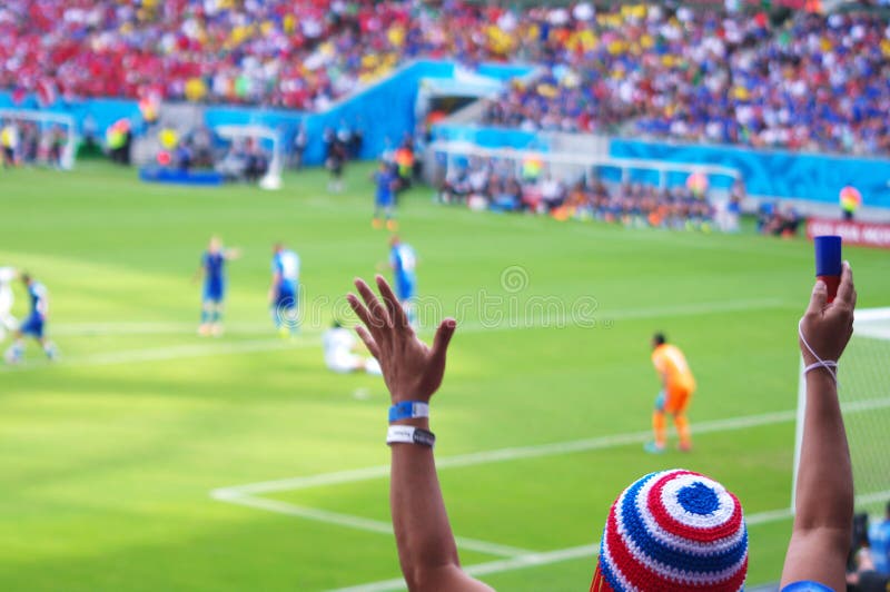 Fan at Professional Soccer Match Stock Photo - Image of silhouette ...