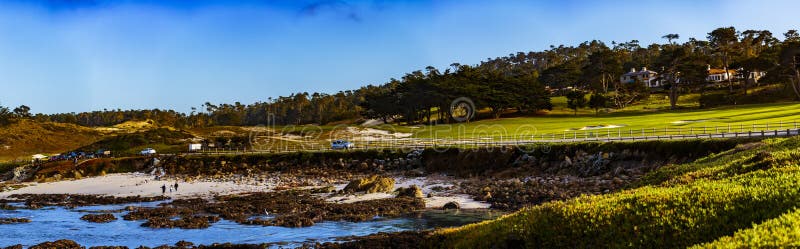 Fan Shell Beach foto de archivo. Imagen de grande, ciprés - 114793224
