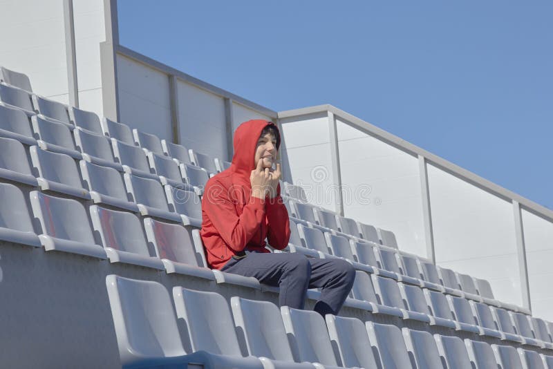 Fan Sitting in the Stadium Became Upset Stock Image - Image of lonely ...