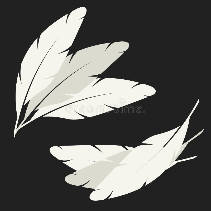 Fan of Three Curved Feathers, Plume Element. Flat Vector Illustration ...