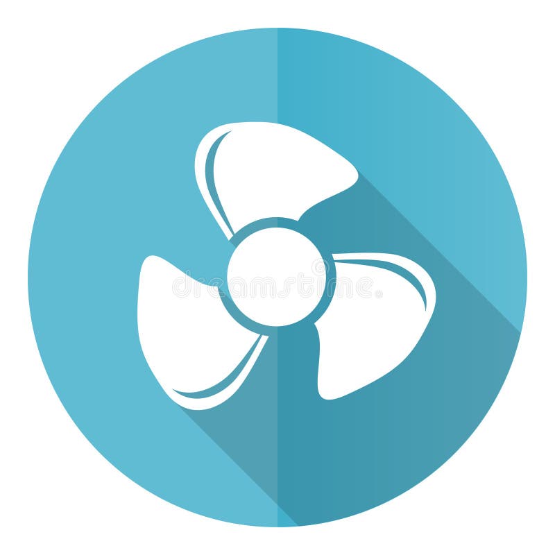 Fan Vector Icon, Flat Design Blue Round Web Button Isolated On White ...
