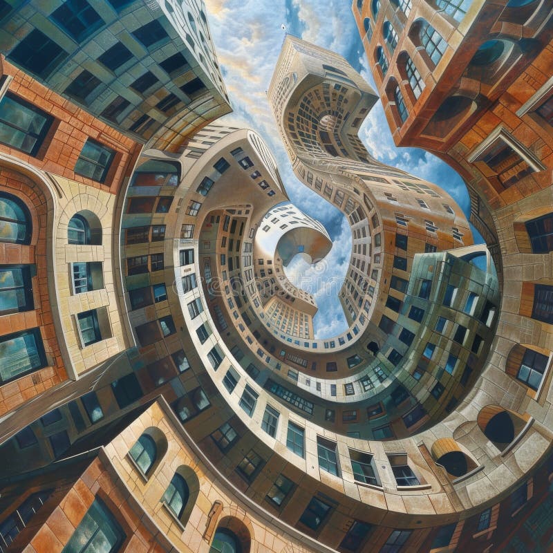 A Fanciful Urban Landscape with Structures Twisted and Turned To ...