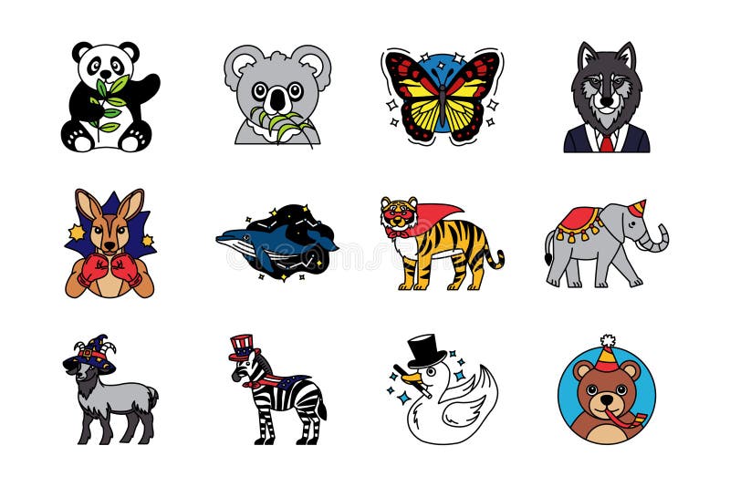 Fancy Animals Illustration Icon Stock Vector - Illustration of element ...