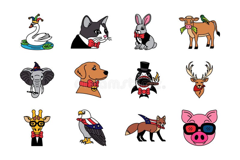 Fancy Animals Illustration Icon Stock Illustration - Illustration of ...