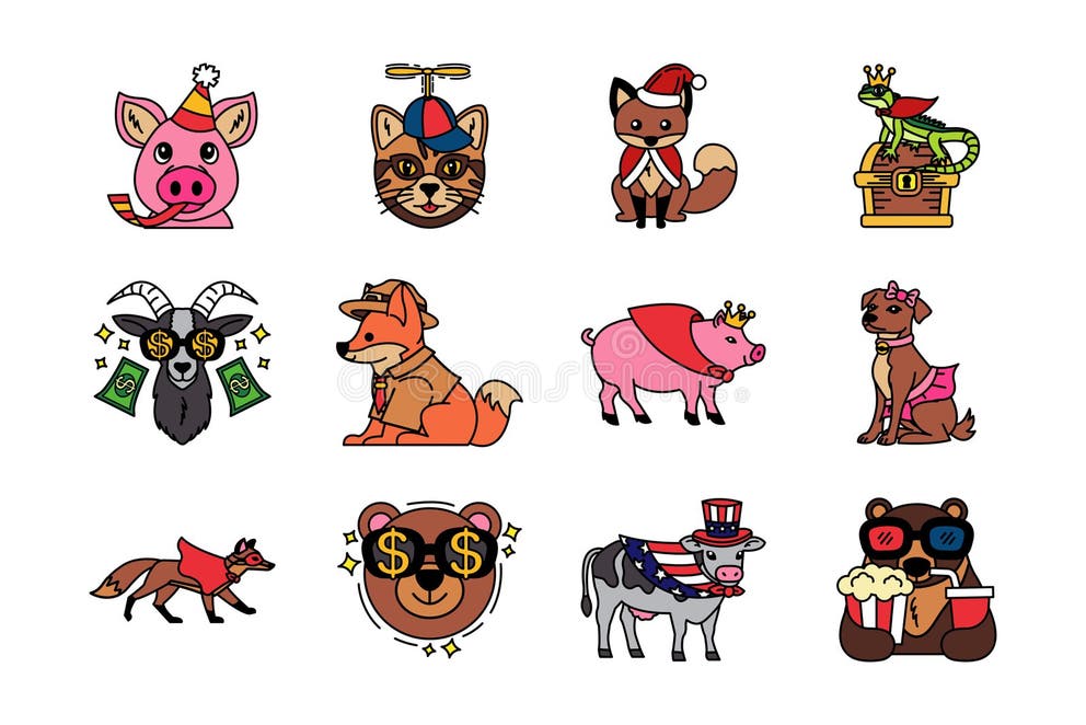 Fancy Animals Illustration Icon Stock Vector - Illustration of mammal ...