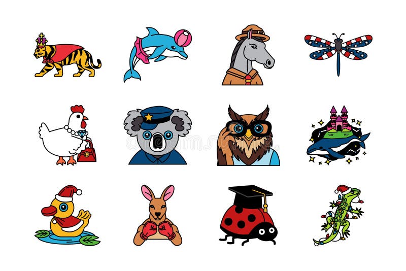 Fancy Animals Illustration Icon Stock Vector - Illustration of lion ...