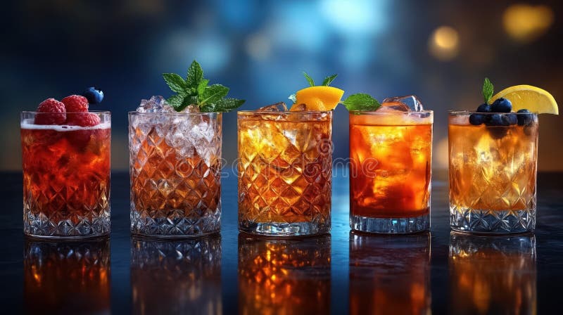 Fancy Artisan Cocktails and Mixed Drinks Stock Illustration ...