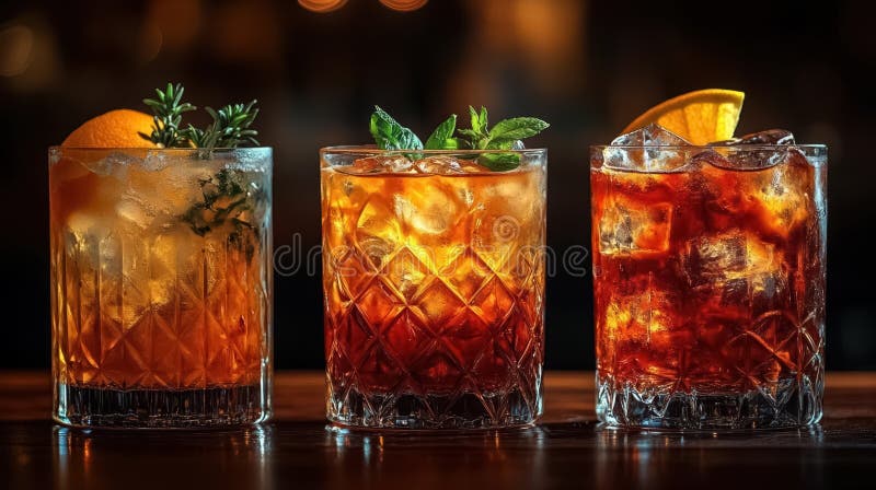 Fancy Artisan Cocktails and Mixed Drinks Stock Illustration ...