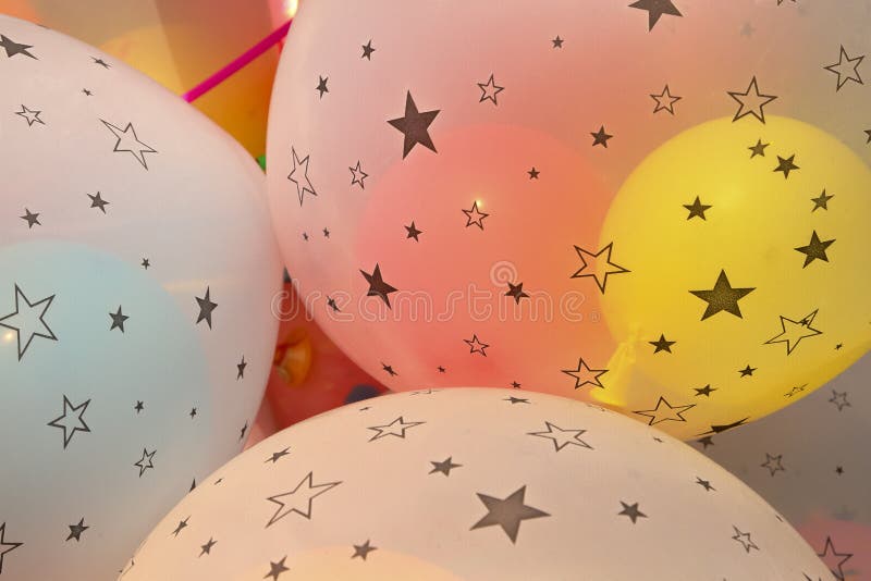 Fancy Balloons with Star Pattern in Festive Party Stock Photo - Image ...