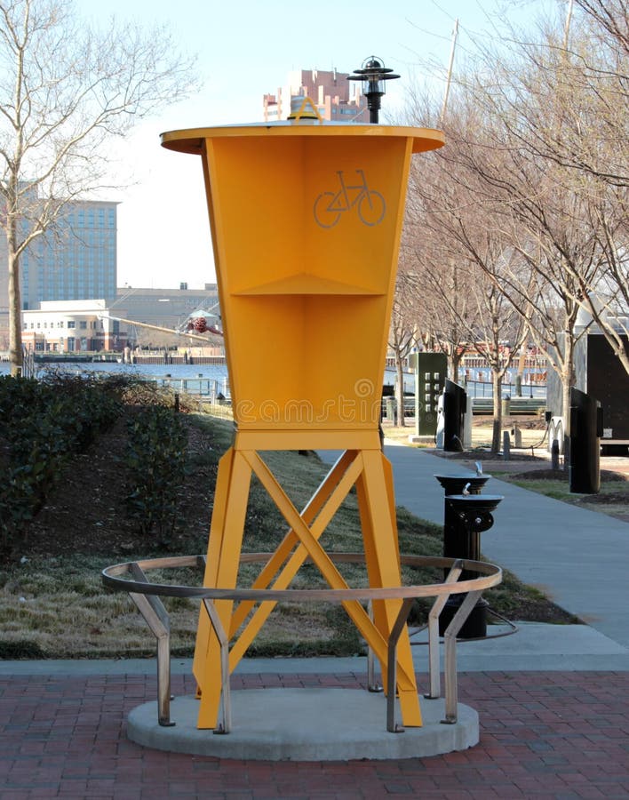 Yellow Modern Bicycle Rack stock image. Image of lifestyle - 39704123