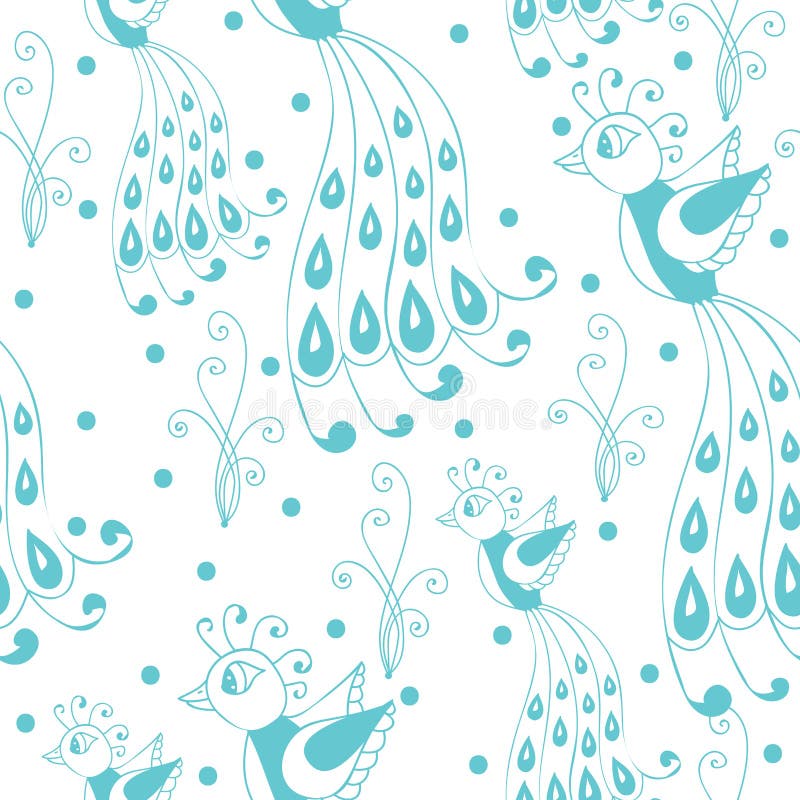 Fancy Bird with Dot Seamless Pattern Stock Vector - Illustration of ...