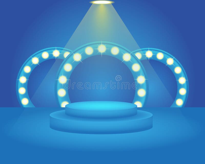 Fancy Blue Stage in Shine Light Template, Copy Space Stock Vector ...