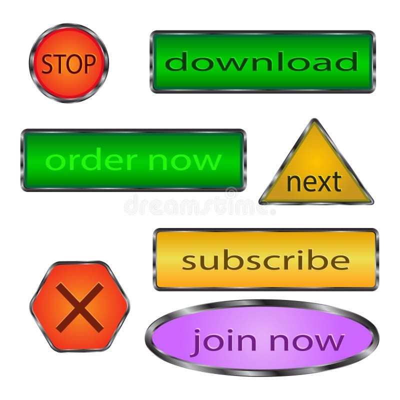 Fancy buttons for websites stock illustration. Illustration of metal ...