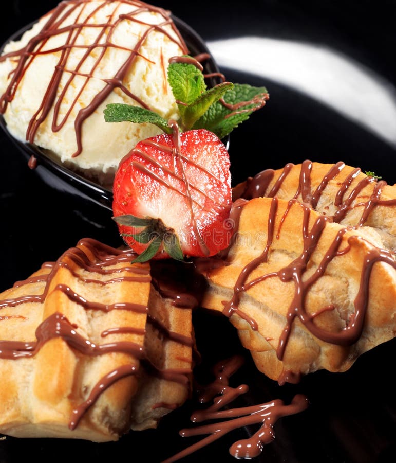 Fancy Cake with Ice Cream stock image. Image of food, sauce - 8099209