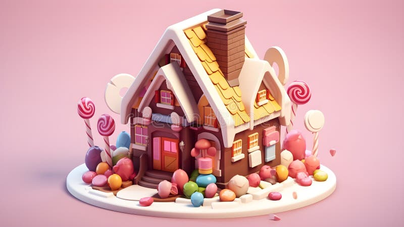 A Fancy Candy House with Sweets and Chocolate, Dreamy Vibe, Isometric ...