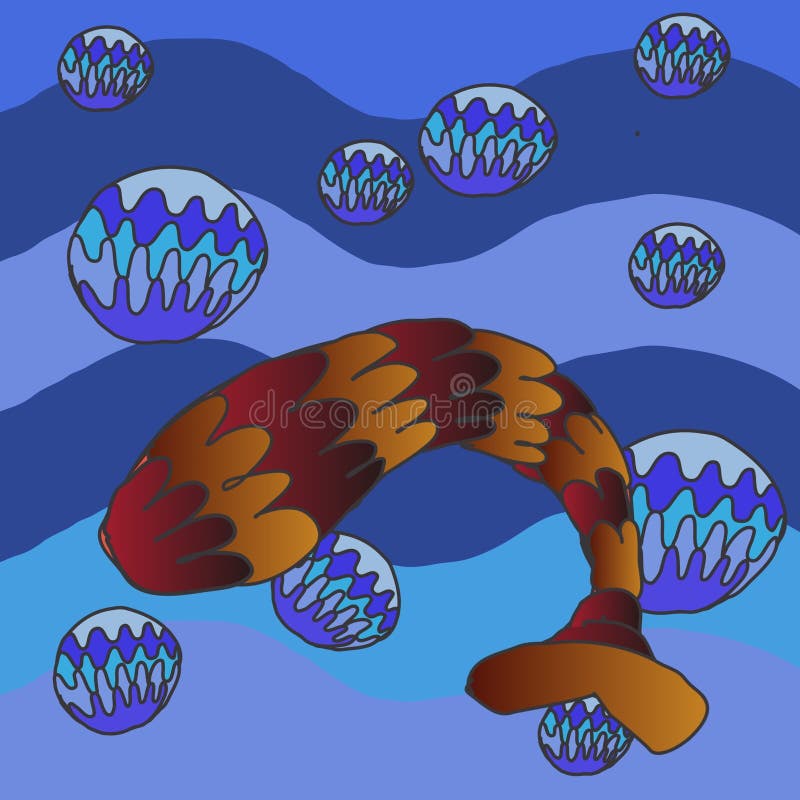 Fancy Carp Fish in Blue Ocean Stock Illustration - Illustration of ...