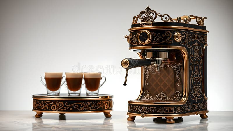A Fancy Coffee Maker with a Gold Stock Illustration - Illustration of ...