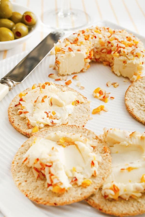 Cream Cheese and Crackers stock photo. Image of cream - 30227198