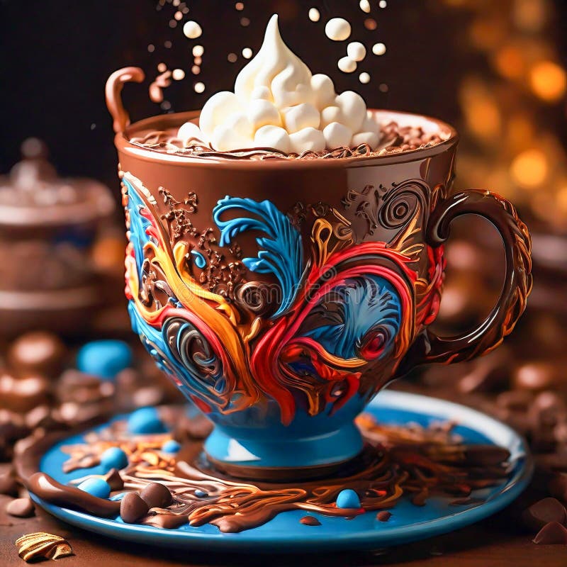 Fancy Cup of Hot Chocolate with Marshmallows and Chocolate Stock ...