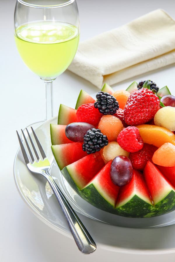 Fancy Cut Watermelon with Assorted Fruit Inside Stock Photo - Image of ...