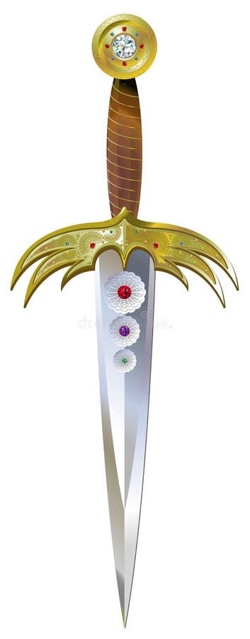 Blue dagger with faces stock vector. Illustration of dagger - 75393508