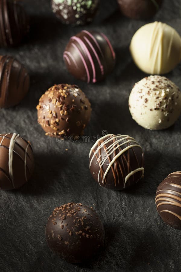 Fancy Dark Chocolate Truffles Stock Image - Image of confection, salt ...