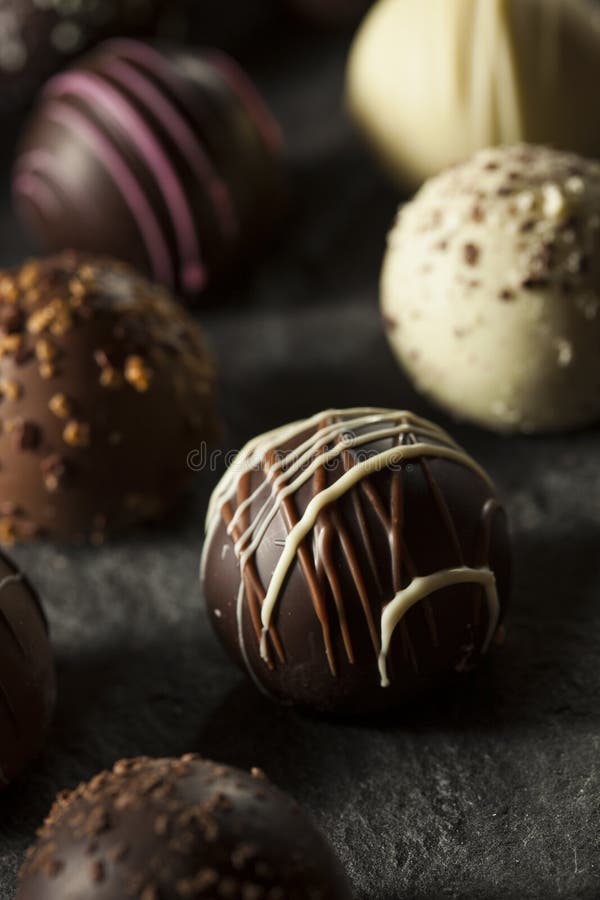 Fancy Dark Chocolate Truffles Stock Image - Image of confection, dark ...
