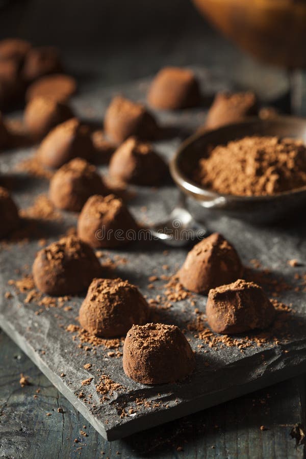 Fancy Dark Chocolate Truffles Stock Image - Image of delicious, salt ...