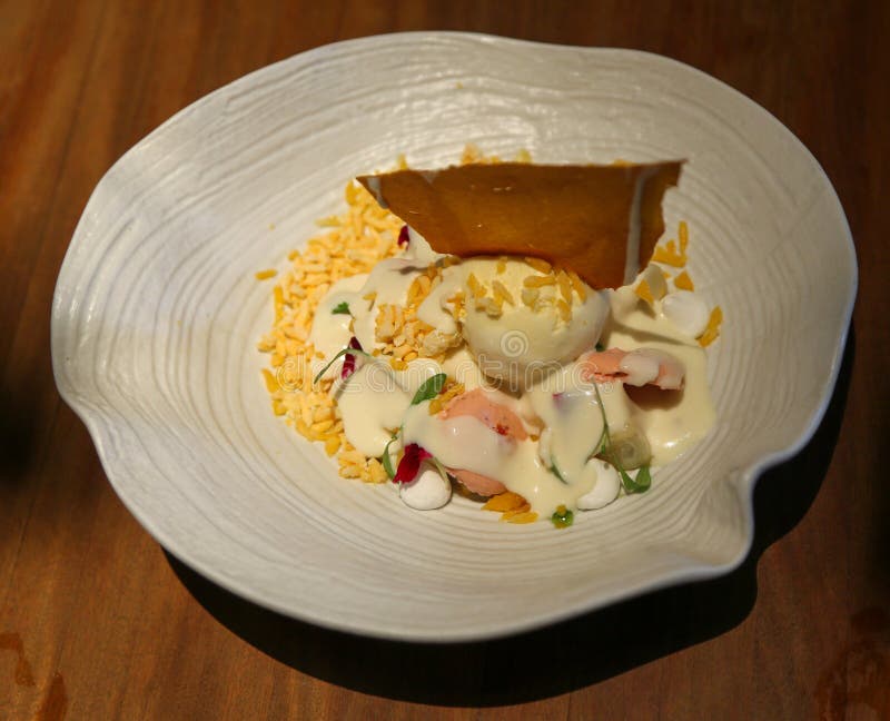 Fancy Desert Served in Gourmet Restaurant Stock Photo - Image of cafe ...