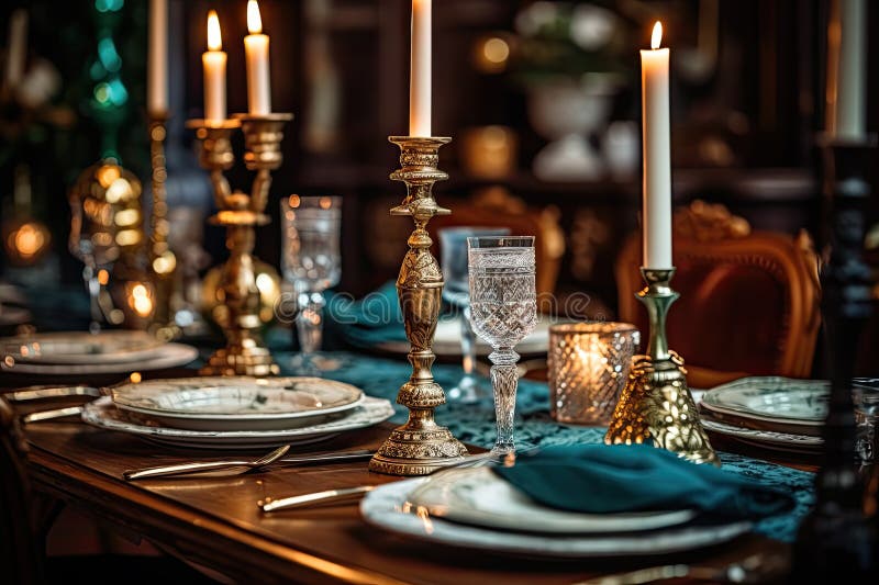 Fancy dinner stock illustration. Illustration of upscale - 282608075