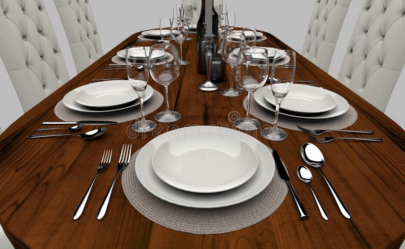Fancy Dinner Table Isolated on White Back Ground Stock Illustration ...