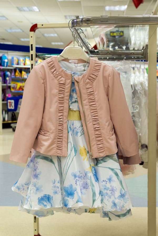 Fancy Dress and Jacket for Girls in Shop Stock Photo - Image of blue ...