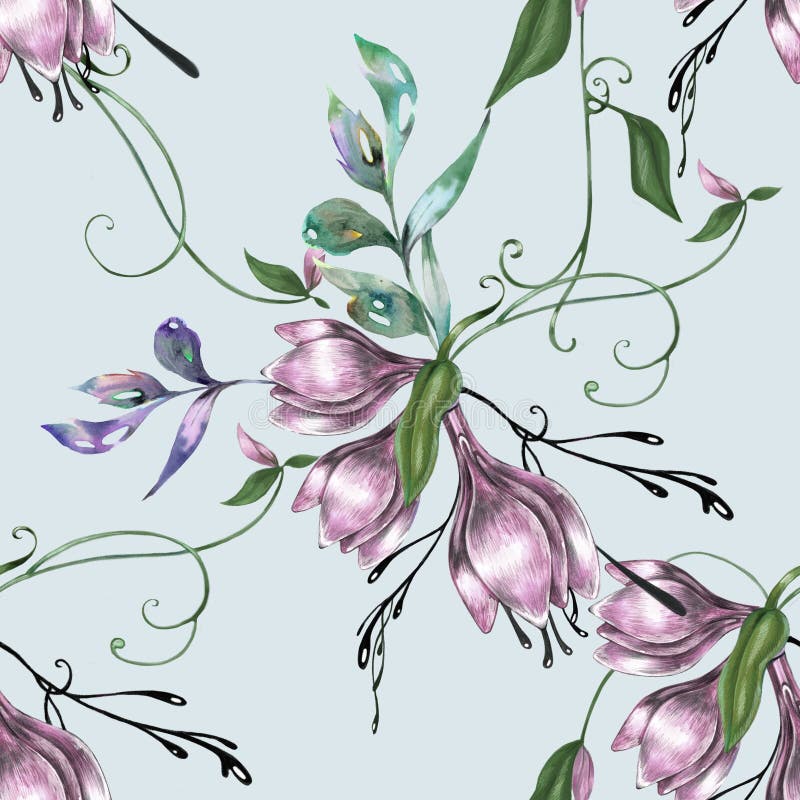 Fancy Flowers on Summer Endless Stock Illustration - Illustration of ...