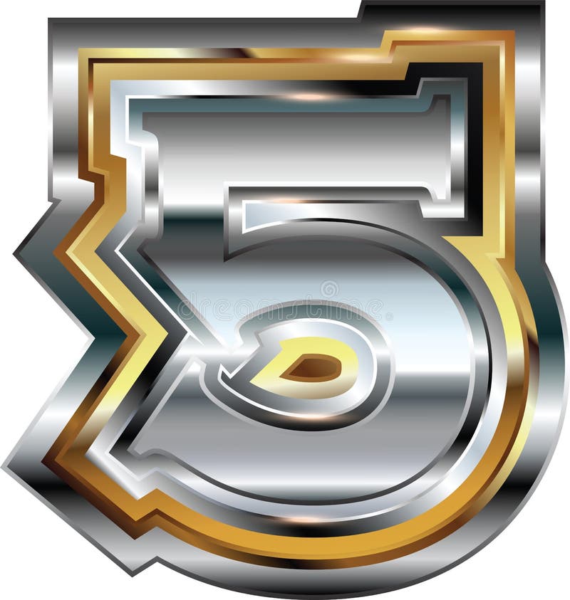 Number 5 Steel. Metal Font Five. Silver Alphabet Sign. Iron ABC Stock ...