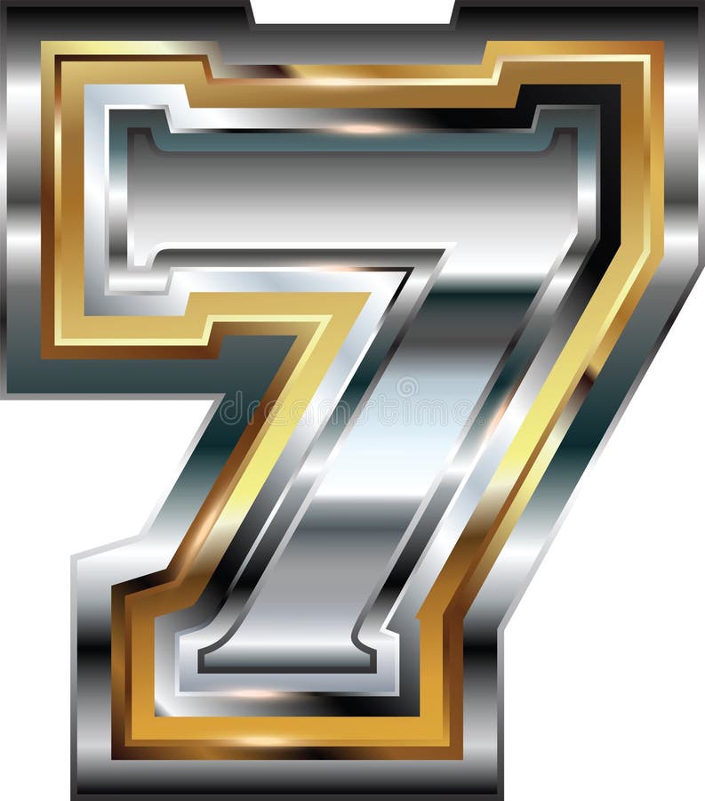 Fancy font Number 7 stock vector. Illustration of metal - 100614550
