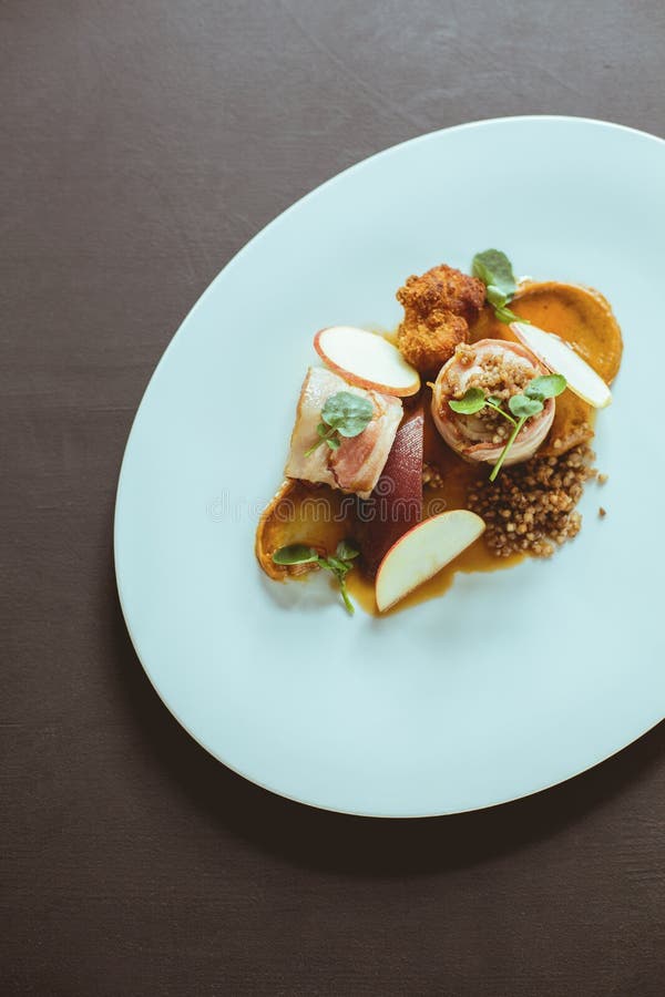 Fancy food on oval plate stock image. Image of lunch - 62568307