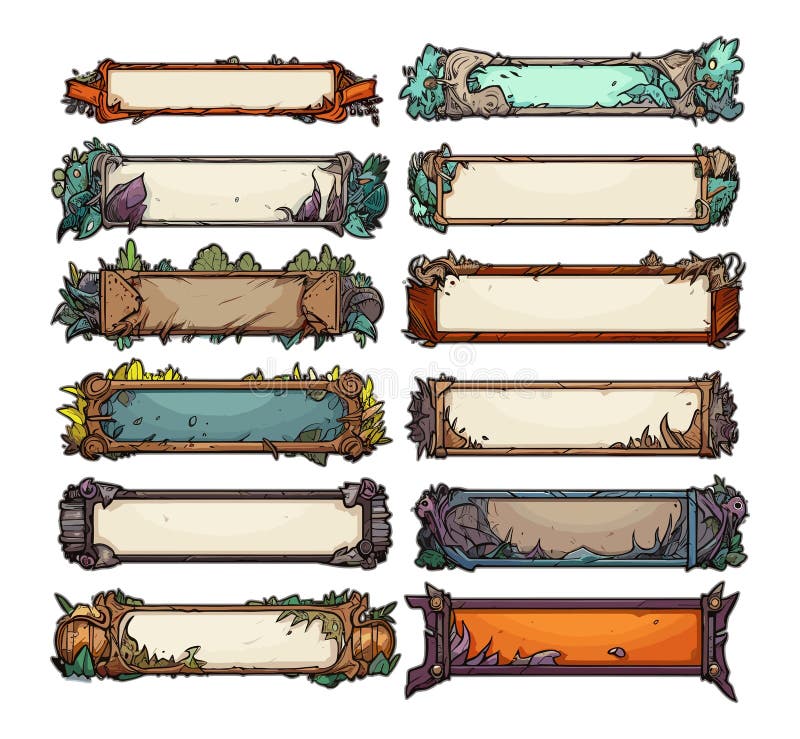 Fancy Frames in Cartoon Style with Empty Space for Text. Elements of ...