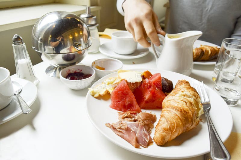 Fancy French breakfast stock photo. Image of drink, bread - 95244446