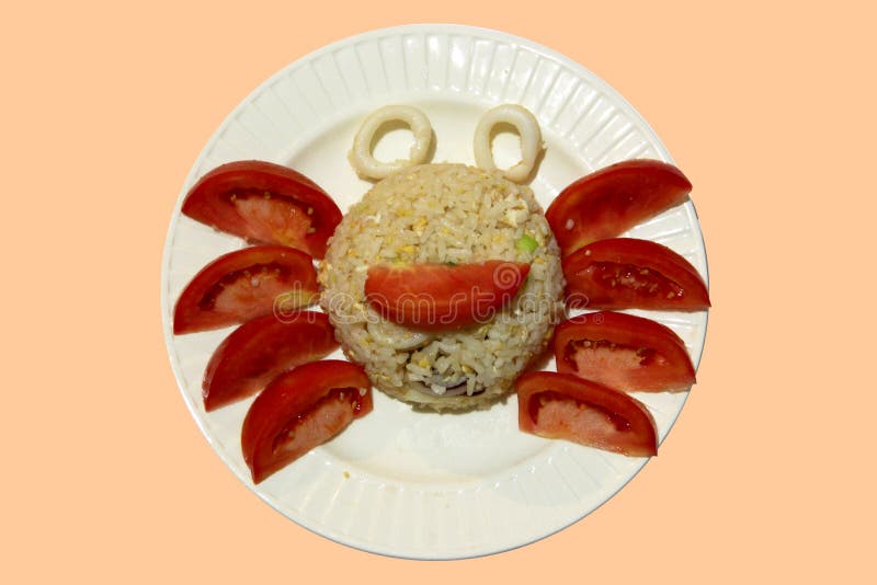 Fancy Fried Rice in Crab Shape Stock Photo - Image of playful ...
