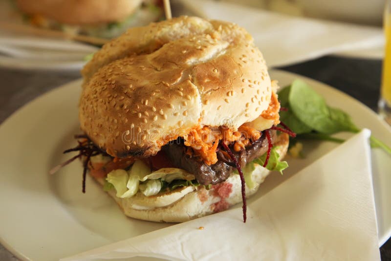 Fancy fusion burger stock image. Image of trendy, decorated - 11180959