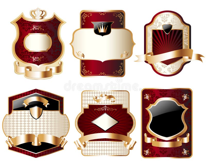 Gold-framed wine labels stock vector. Illustration of cola - 14245744