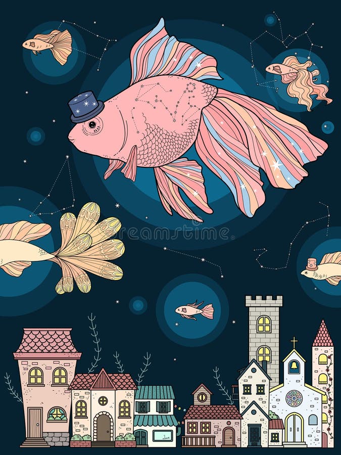 Fancy Goldfish Coloring Page Stock Vector - Illustration of colorful ...