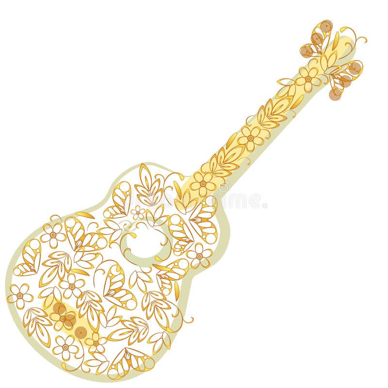 Stylized Guitar on Abstract Decoration Isolated Stock Vector ...