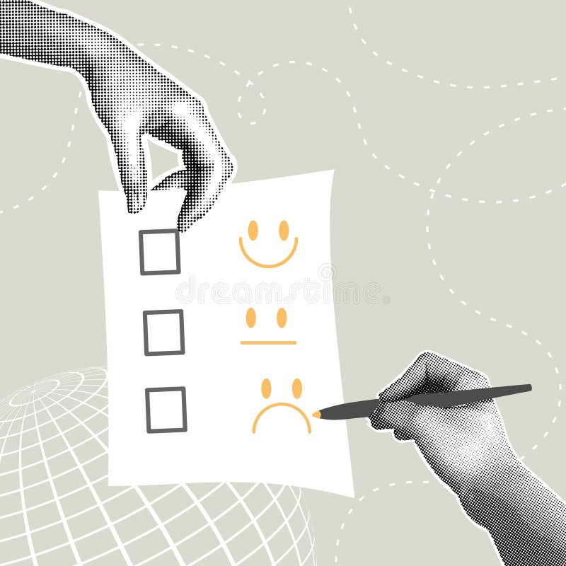 Fancy Halftone Collage. Conceptualizing a Review, Customer Feedback ...